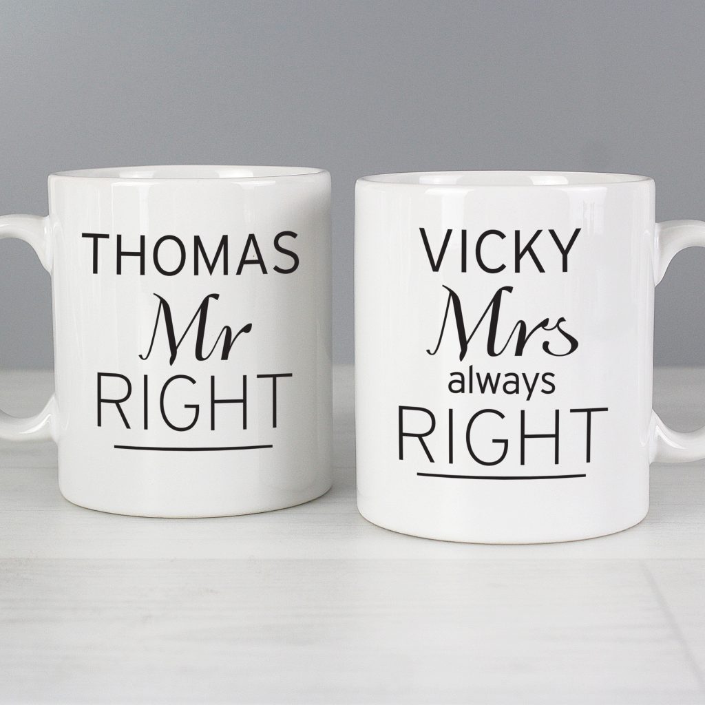 Personalised Classic Mr Right & Mrs Always Right Mug Set - Just The ...